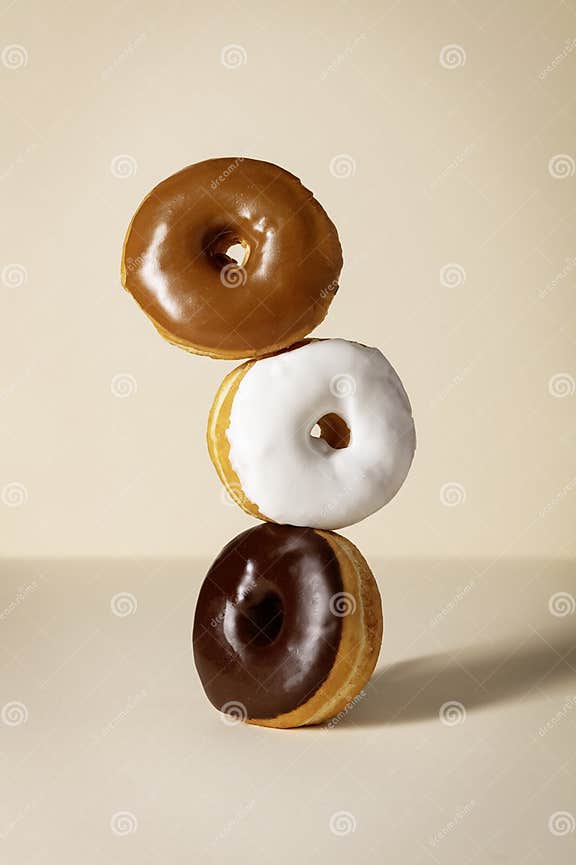 Three Stacked Glazed Donuts Stock Photo - Image of multiple, snack ...
