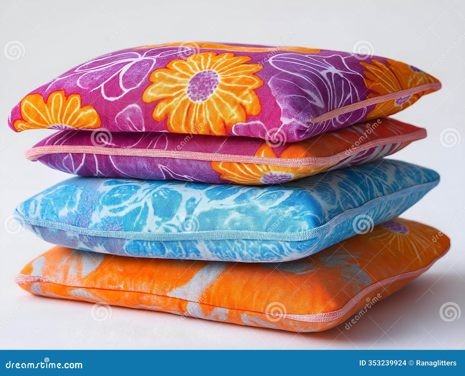 Three Stacked Pouches, with Different Colors and Patterns, on a Plain ...