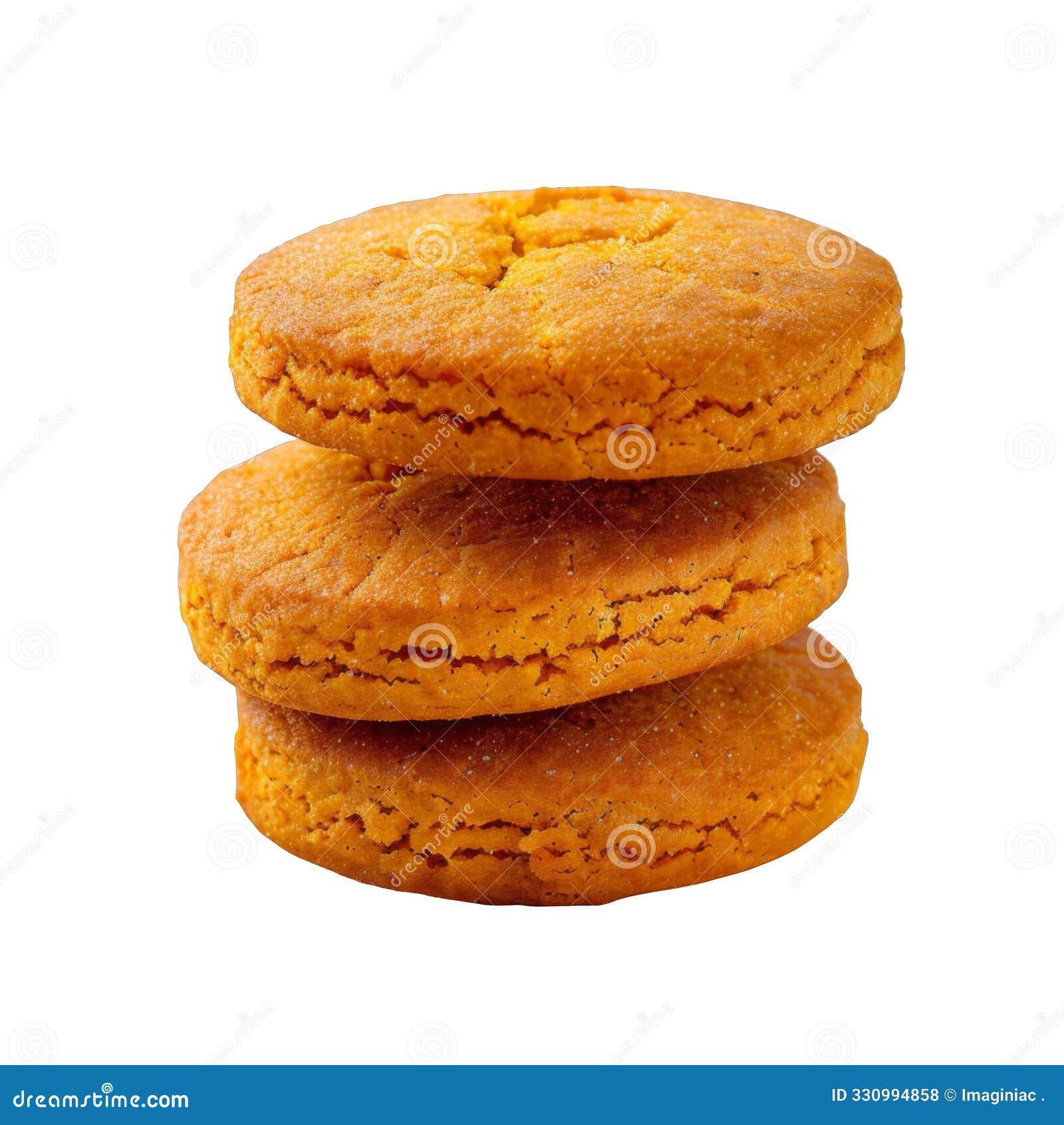 Three Stacked Round Brown Cookies with a Black Background Stock ...