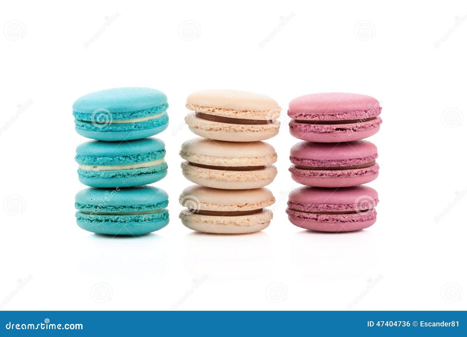 Three Stackes of Multicolored Macaroons Isolated Stock Photo - Image of ...