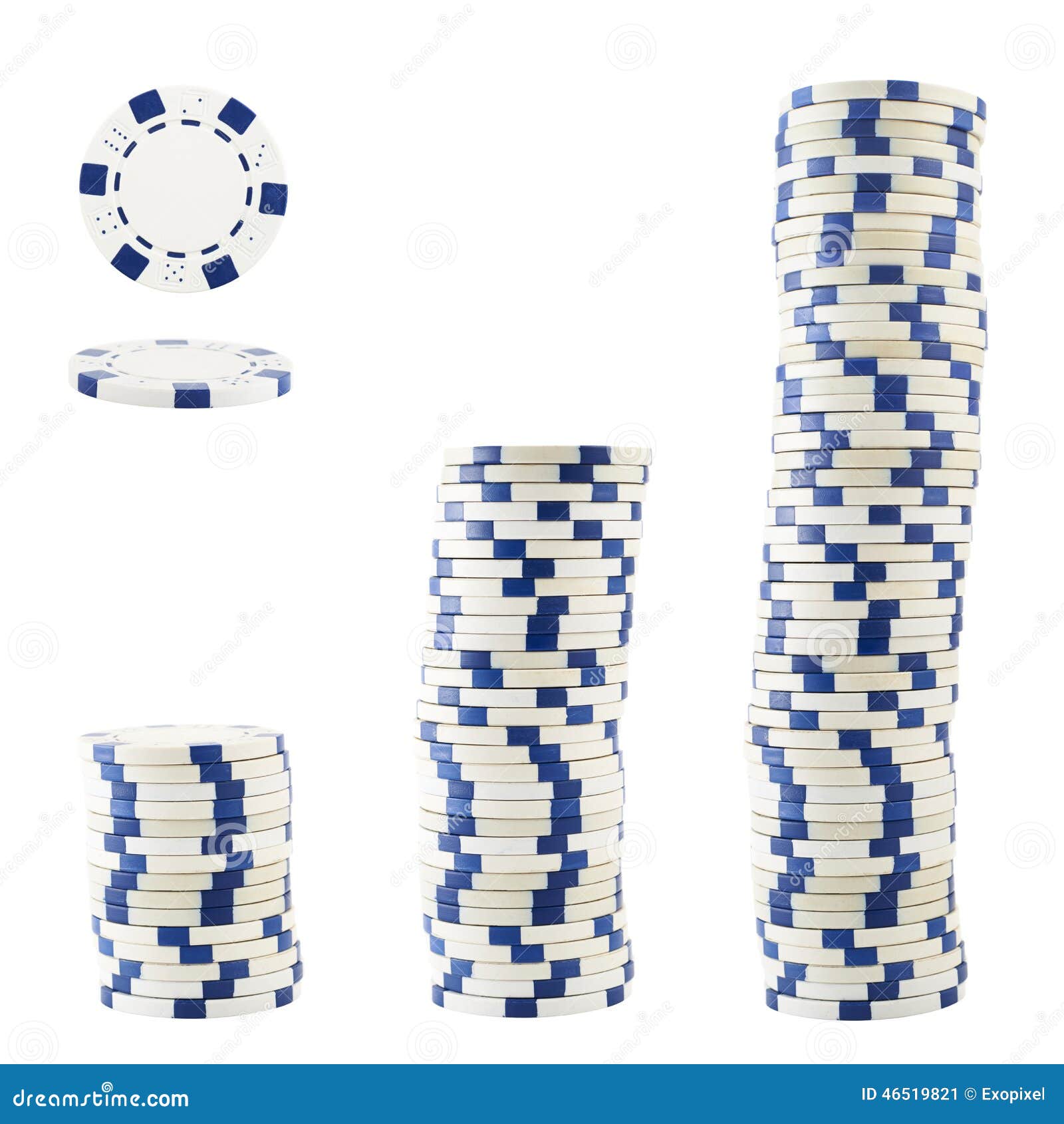 Three Stacks of Casino Chips Stock Image - Image of collection, circle ...