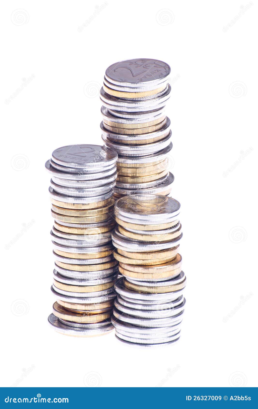 Three stacks of coins stock image. Image of wealth, money - 26327009