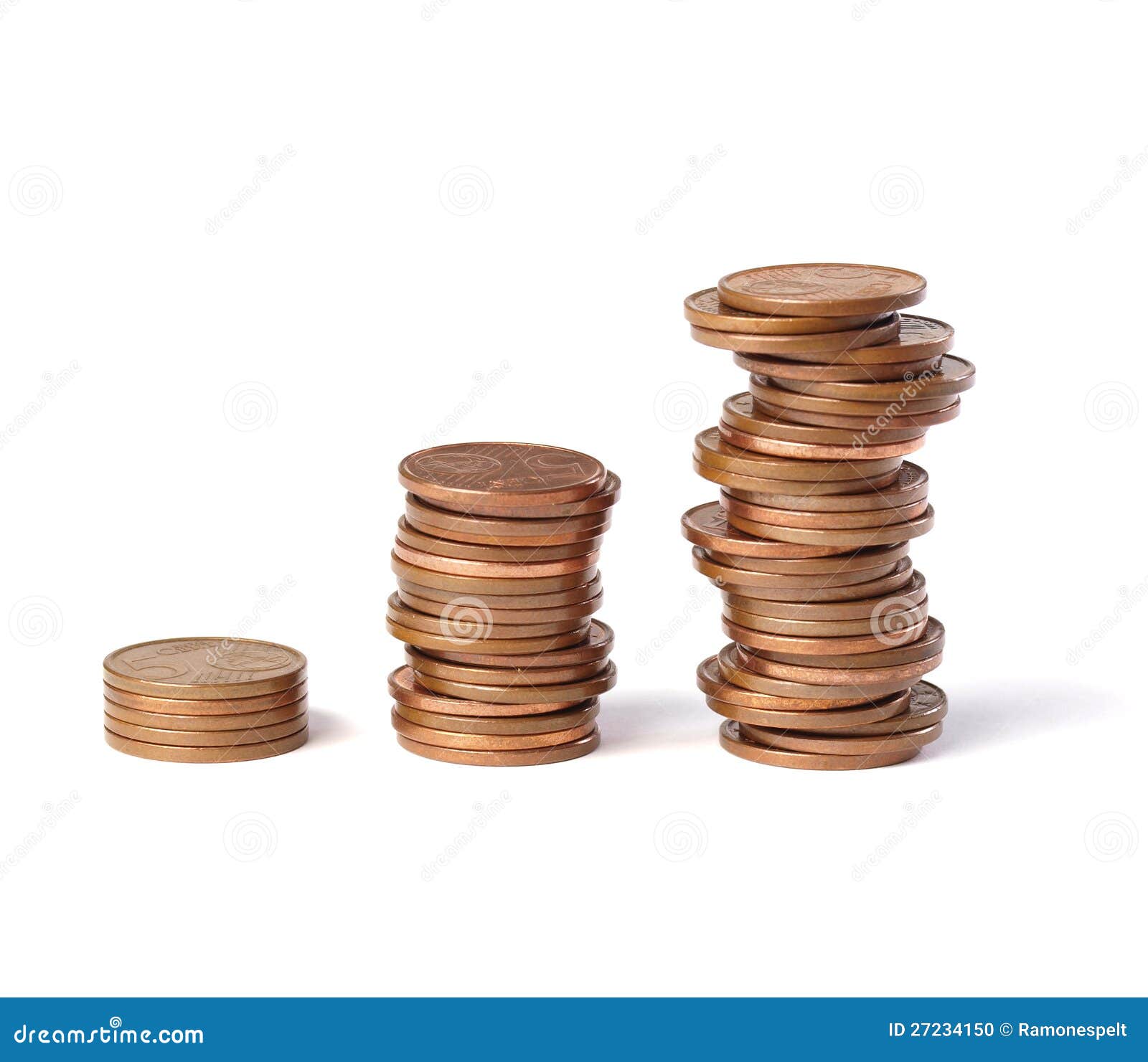 Three stacks of coins stock photo. Image of cent, financial - 27234150
