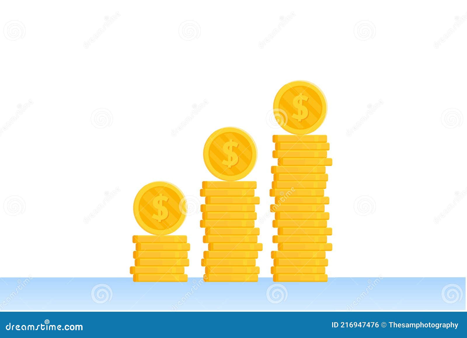 Stack of Coins with a Dollar Coin Stock Illustration - Illustration of ...