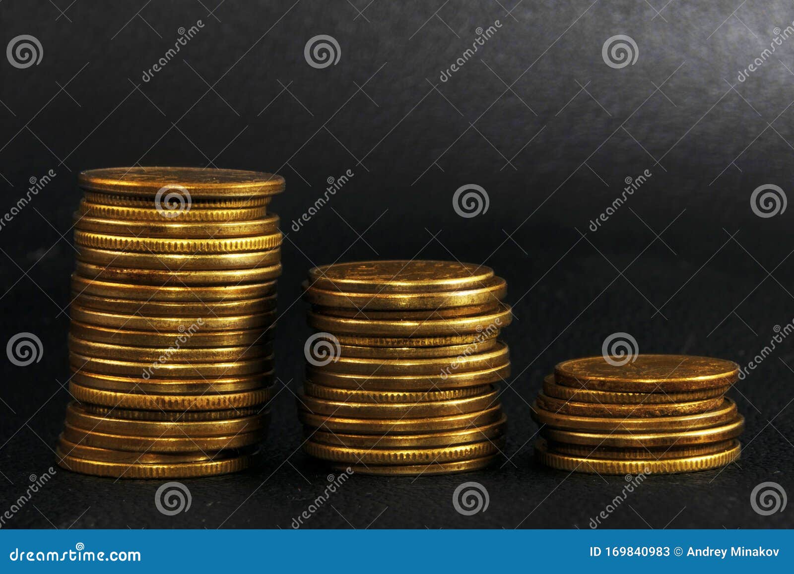 Three Stacks of Coins on Black Leather Stock Image - Image of ...