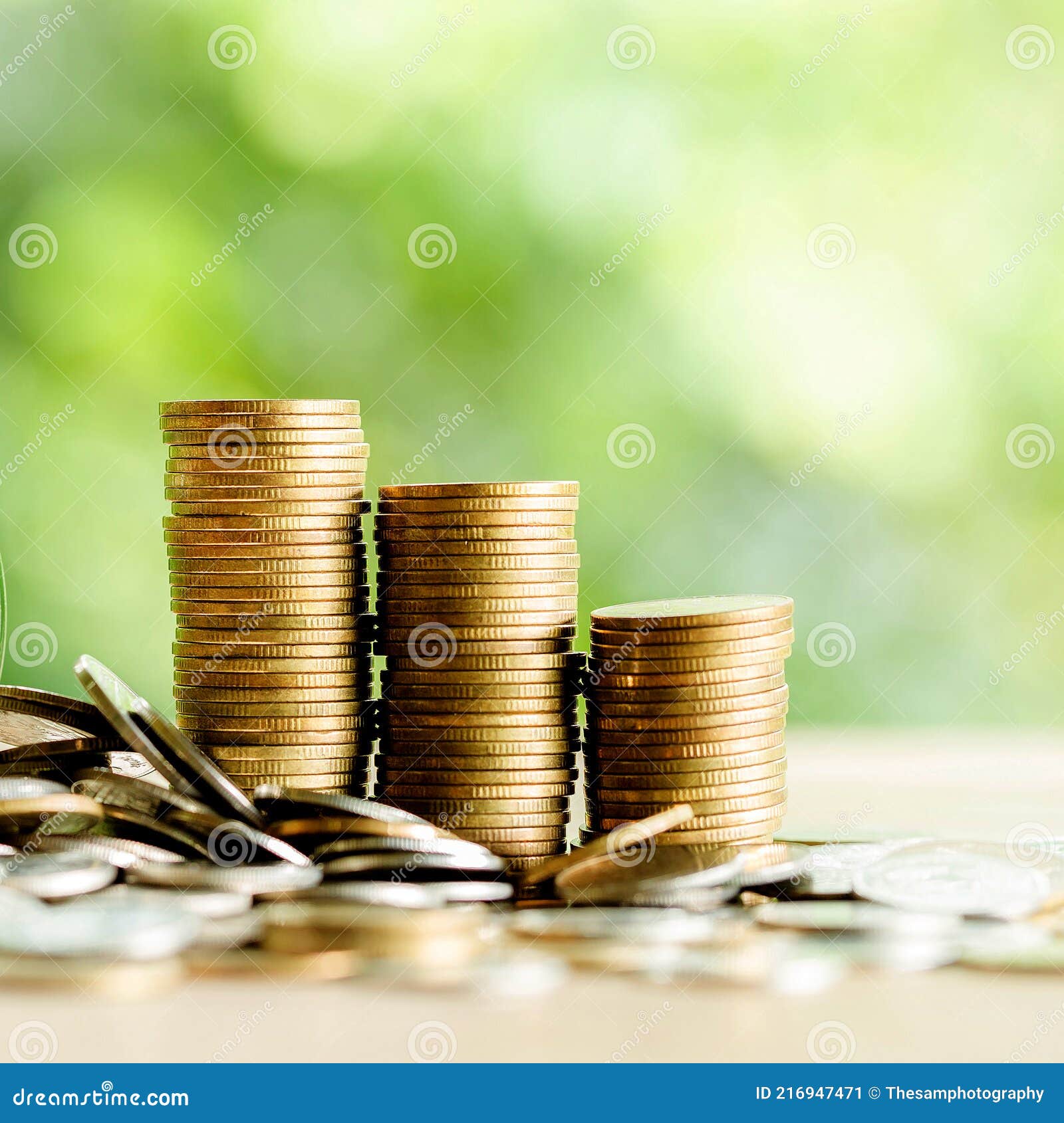 Stack of coins stock image. Image of finance, currency - 216947471