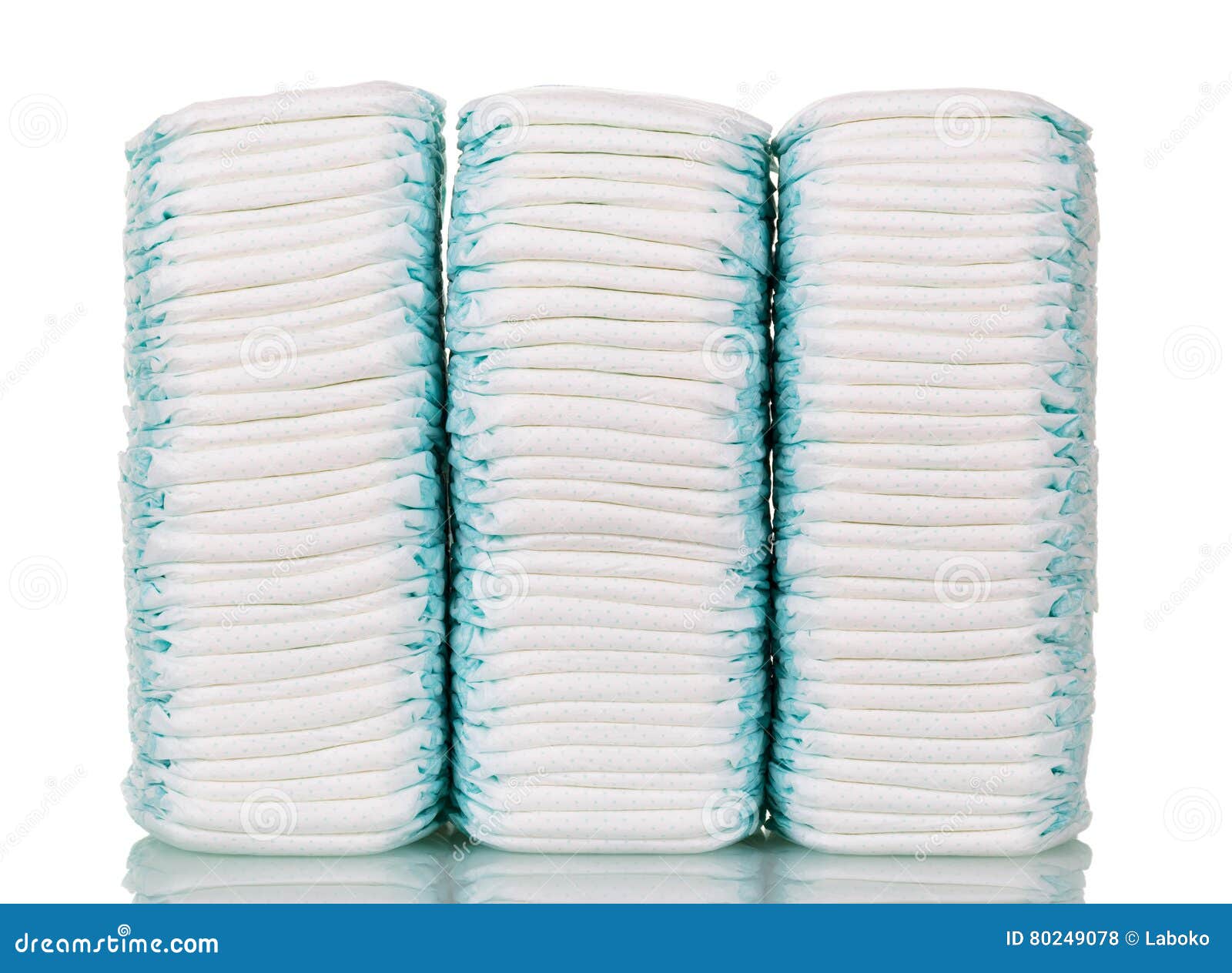 Three Stacks Disposable Diapers Isolated on White. Stock Photo - Image ...