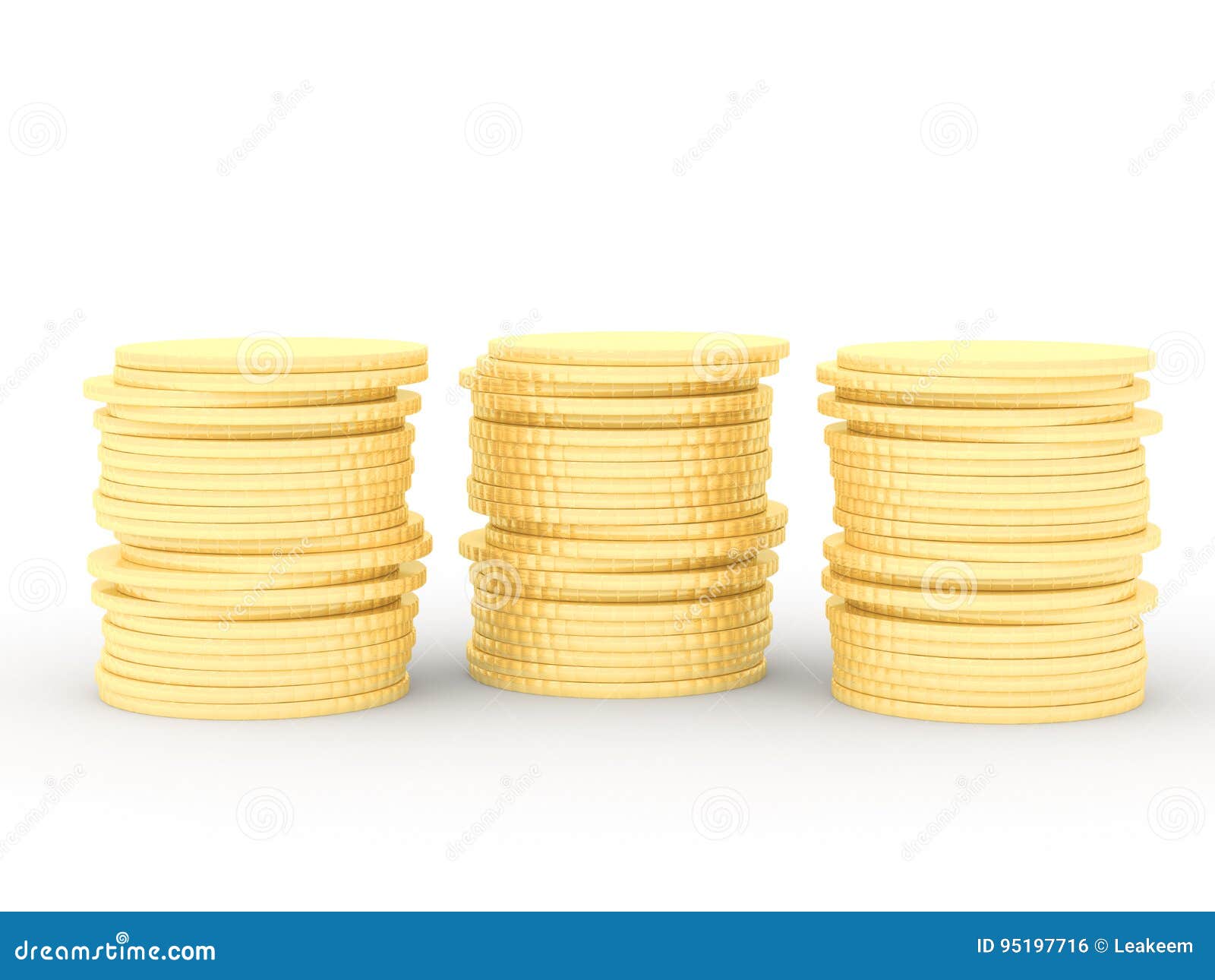 Three stacks of gold coins stock illustration. Illustration of pile ...