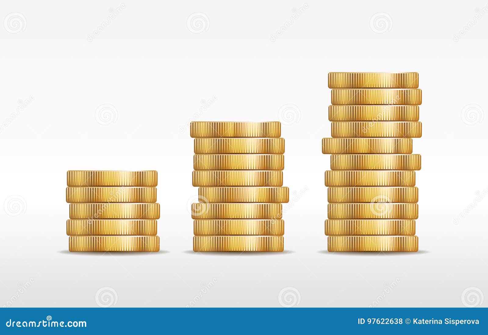Three Stacks of Golden Shiny Coins Illustration Stock Vector ...