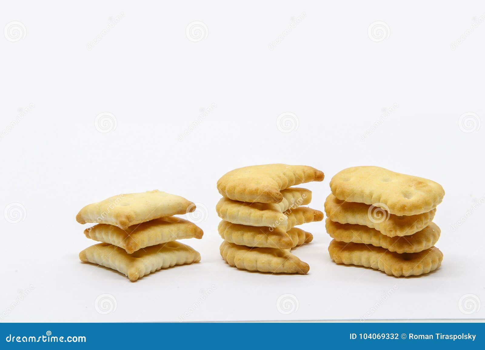 Three Stacks of Small Crackers Stock Photo - Image of appetizer ...