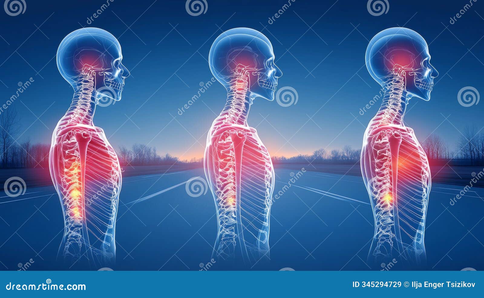 Three Stages of Human Skeletal Posture from Slouching To Correct ...