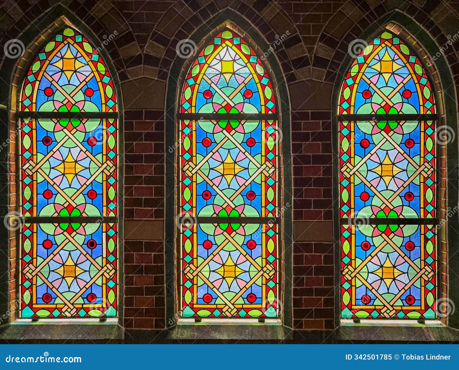 Stained Glass Window in an Old Church Stock Image - Image of dome ...