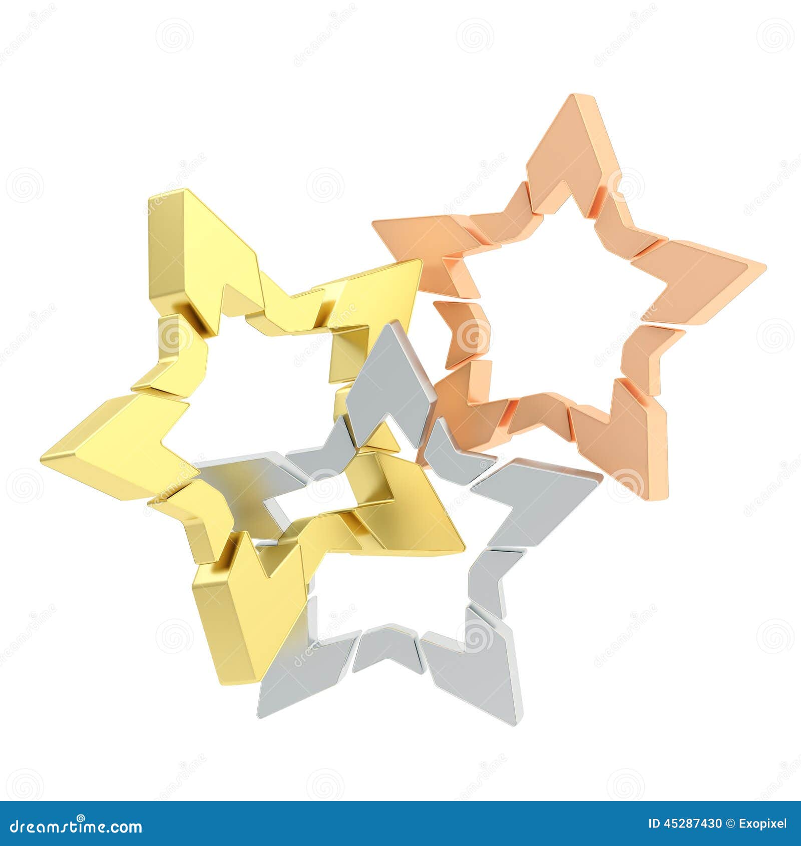 Three star composition stock illustration. Illustration of chain - 45287430
