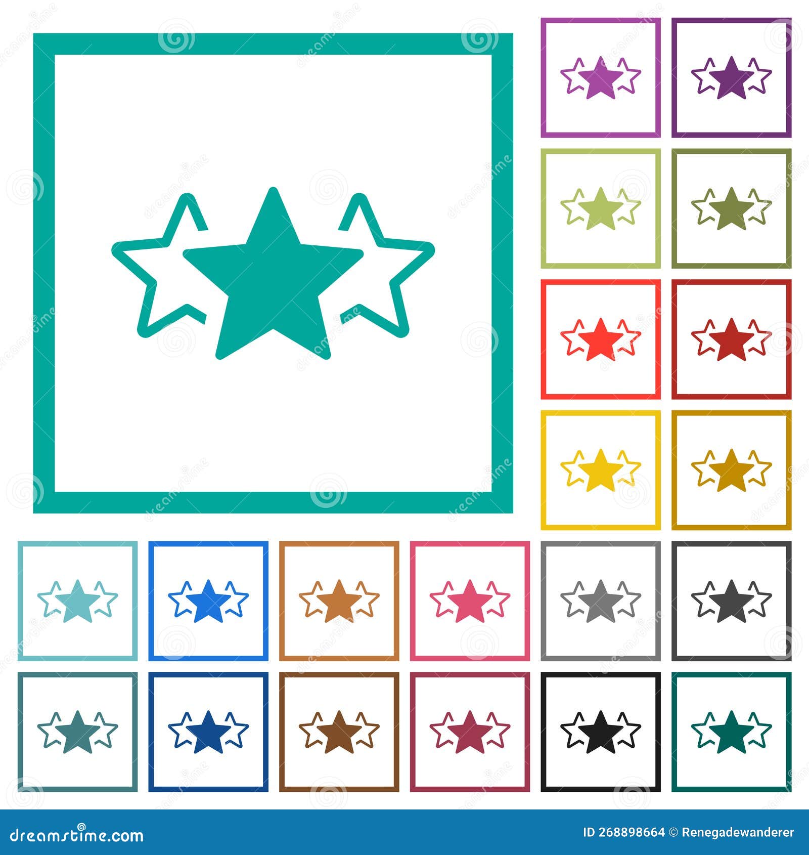 Three Star Rating Alternate Flat Color Icons with Quadrant Frames Stock ...