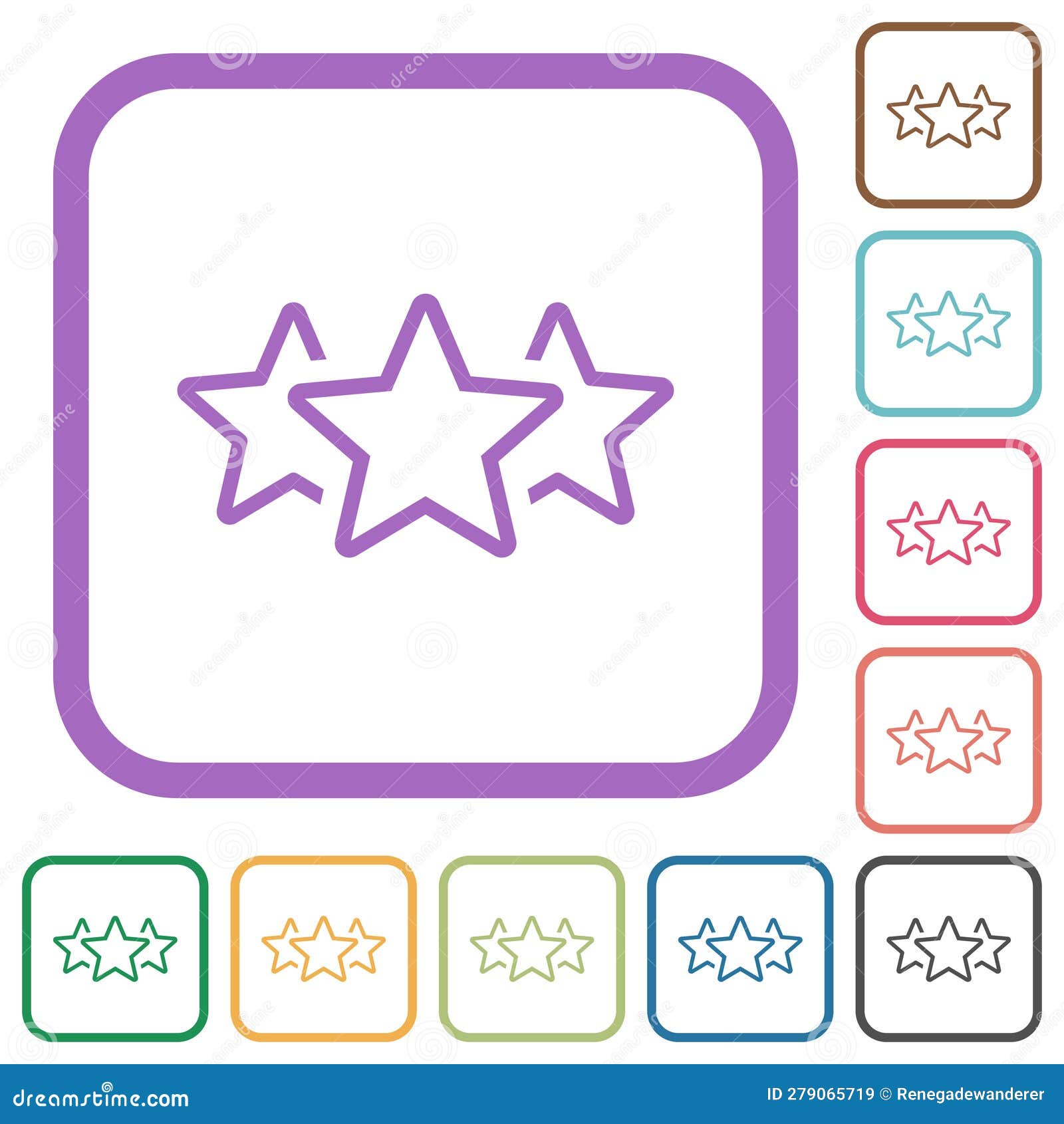 Three Star Rating Outline Simple Icons Stock Vector - Illustration of ...