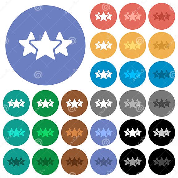 Three Star Rating Solid Round Flat Multi Colored Icons Stock Vector ...