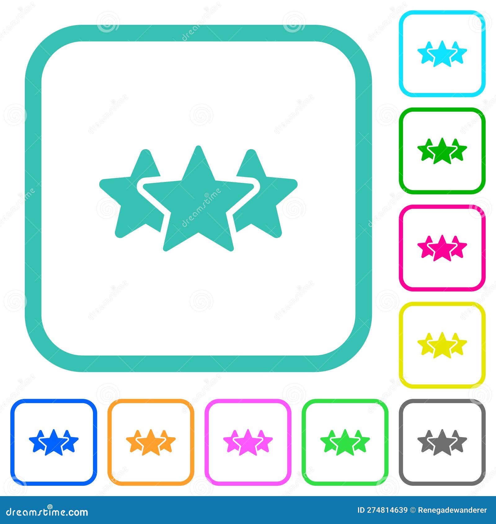 Three Star Rating Solid Vivid Colored Flat Icons Stock Vector ...