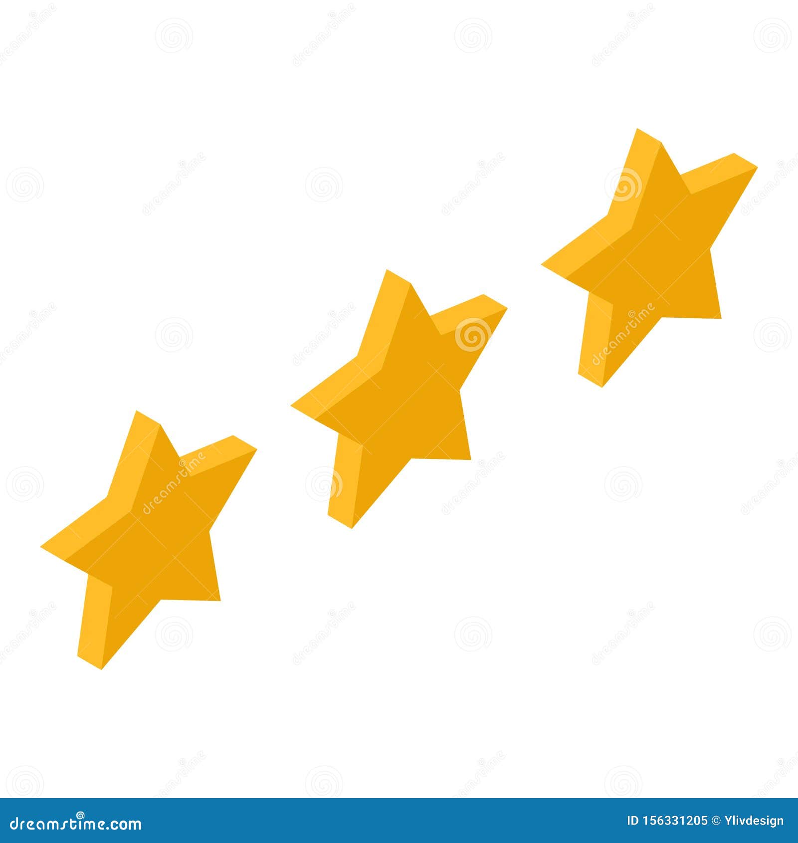 Three Star Review Icon, Isometric Style Stock Vector - Illustration of ...