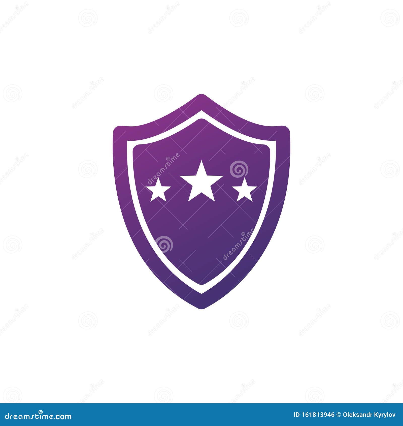 Three Star Sequrity Shield. Stock Vector Illustration Isolated on White ...