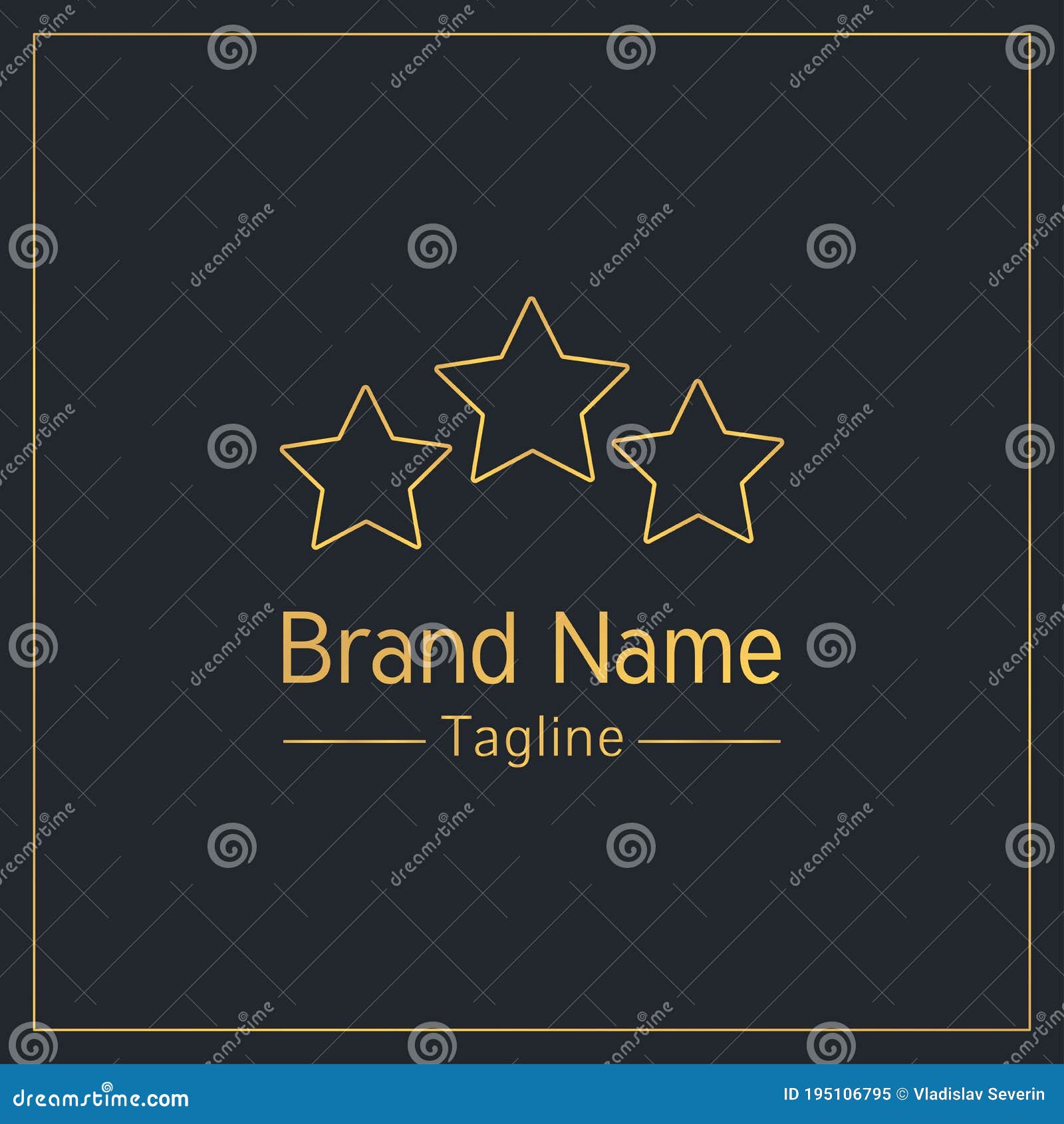Three Stars Golden Outline Logo Stock Illustration - Illustration of ...