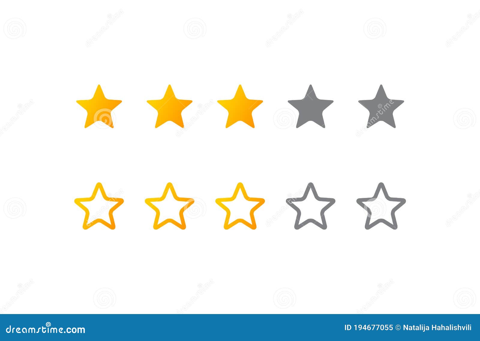 Three Stars Icon Set. Vector Illustration Stock Vector - Illustration ...
