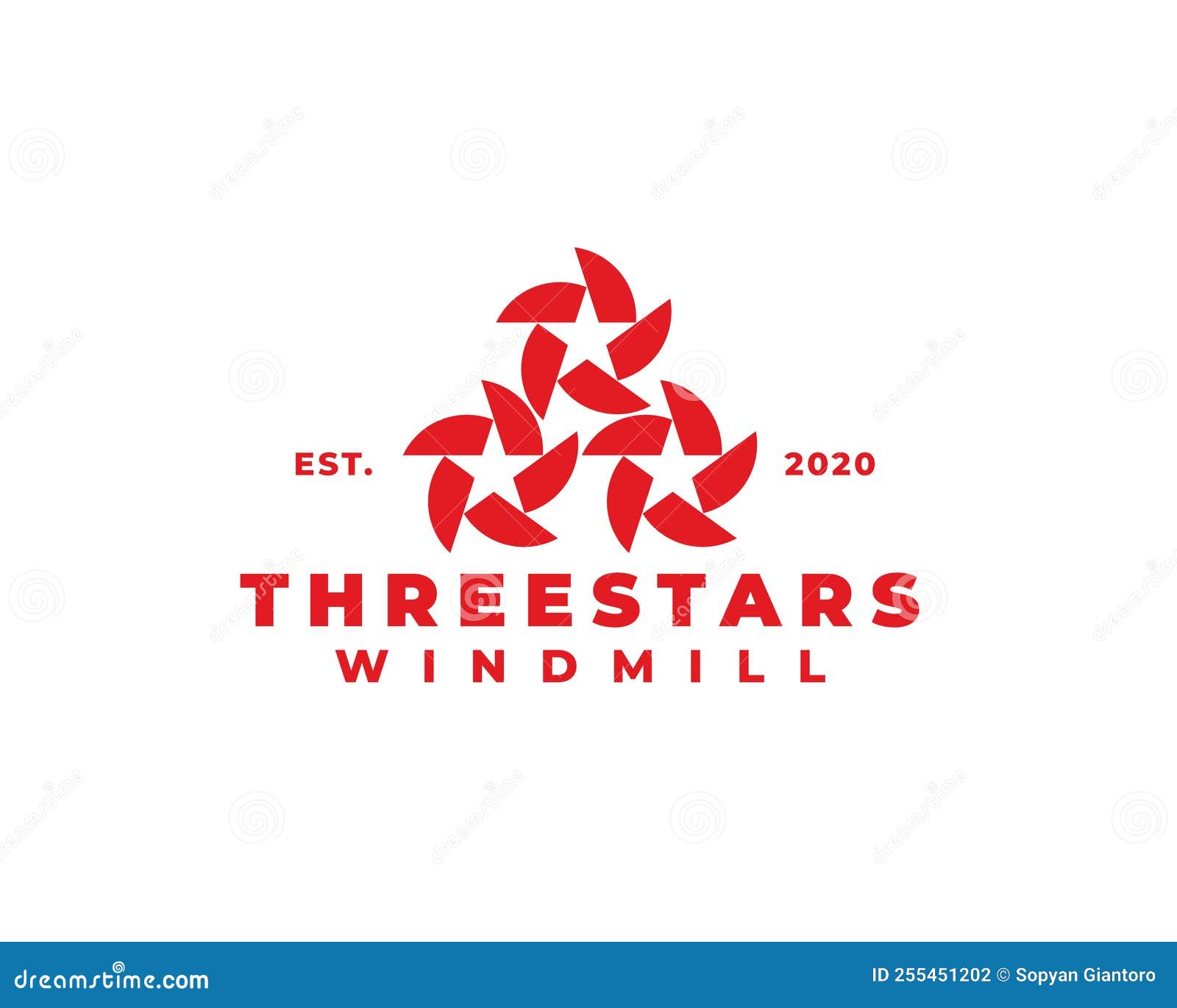 Three Stars Windmill Logo Design Vector Template Stock Vector ...
