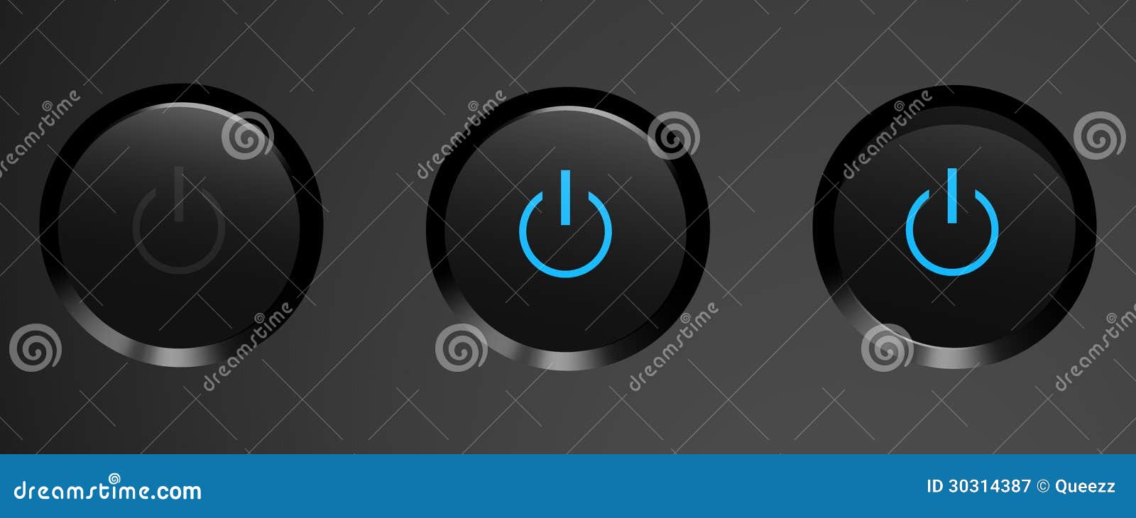 The Three States of the Black Power Button. Stock Vector - Illustration ...