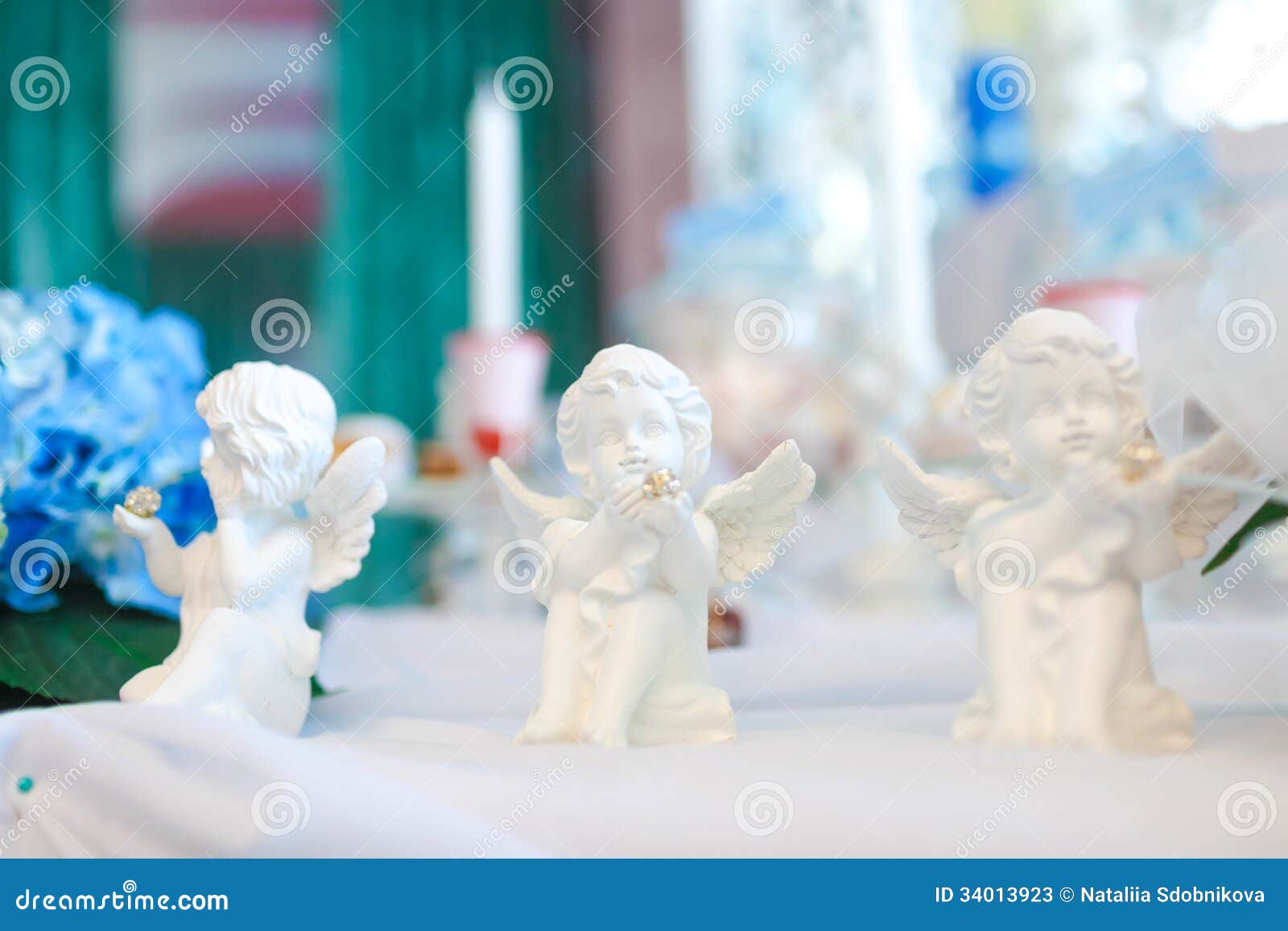 Three Statues of Angels on the Table Stock Image - Image of hope ...