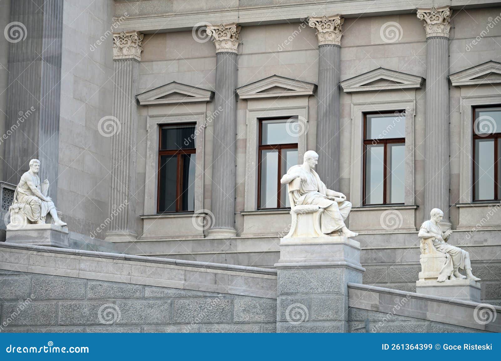 Three Statues in Front of the Austrian Parliament Stock Image - Image ...