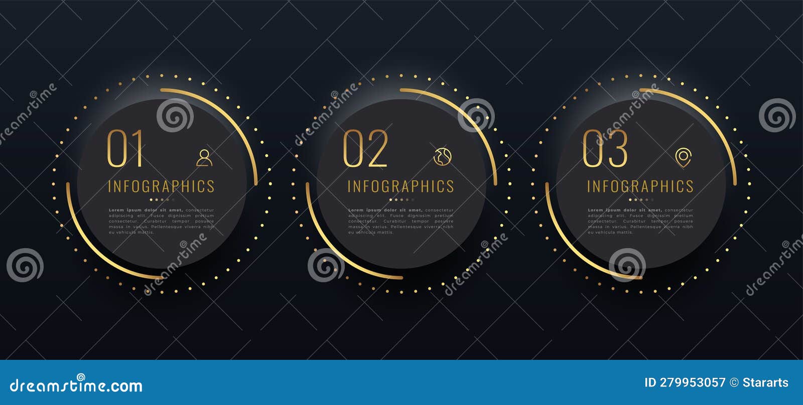 Three Step Flowchart Infographic Banner for Modern Business Stock ...