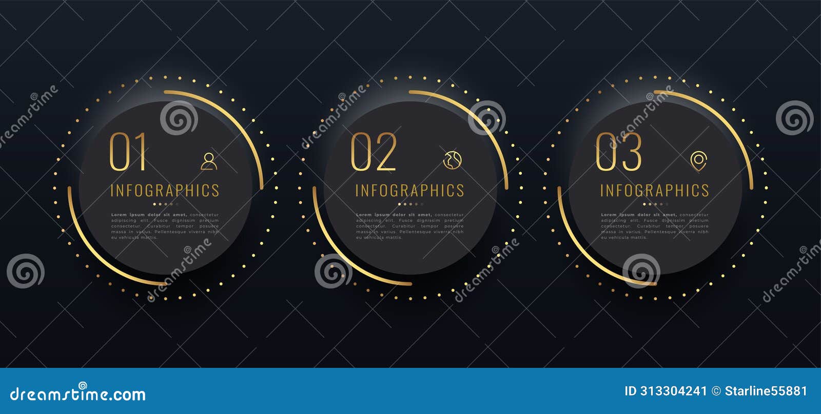 Three Step Flowchart Infographic Banner for Modern Business Stock ...