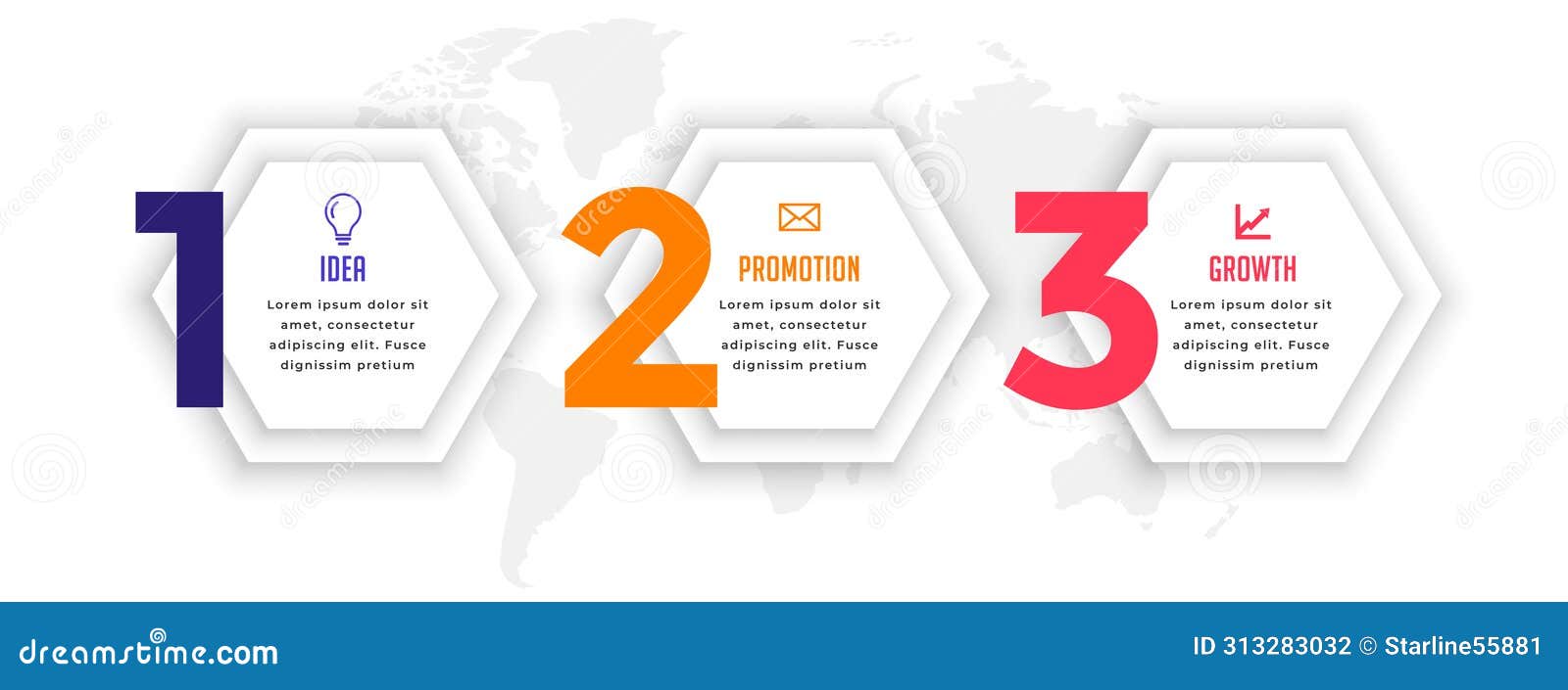 Three Step Infographic Web Chart Template for Business Presentation ...