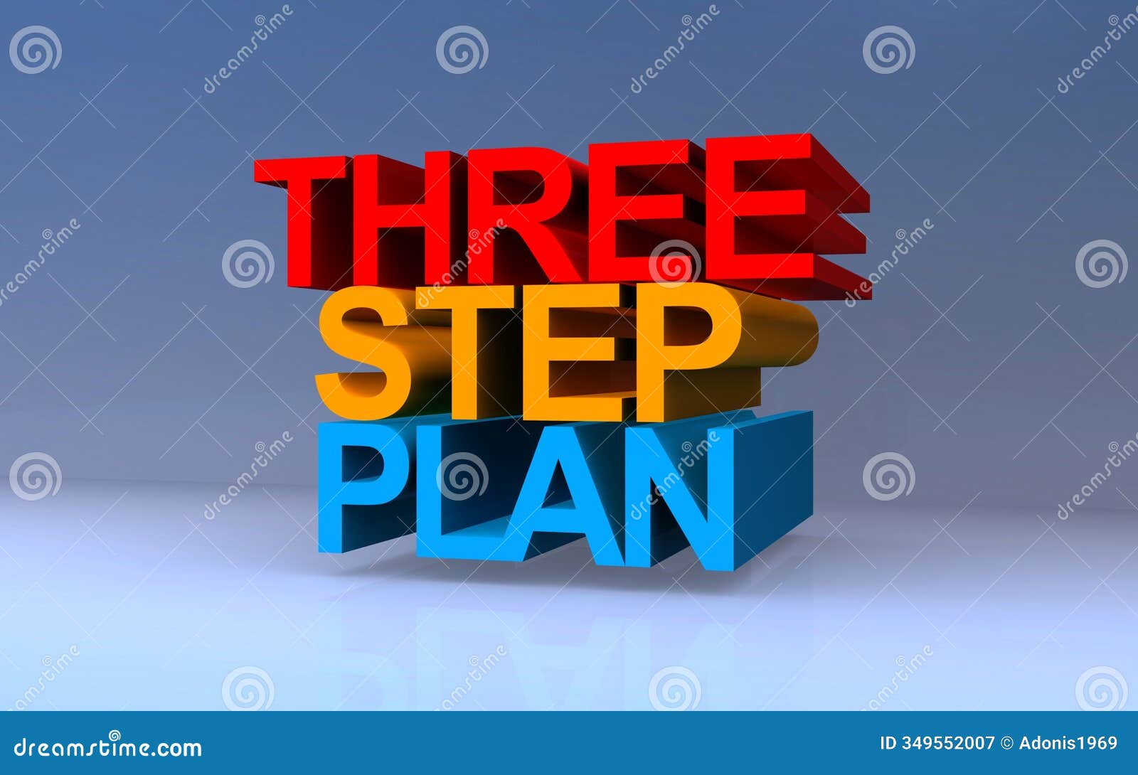 Three step plan on blue stock illustration. Illustration of blue ...