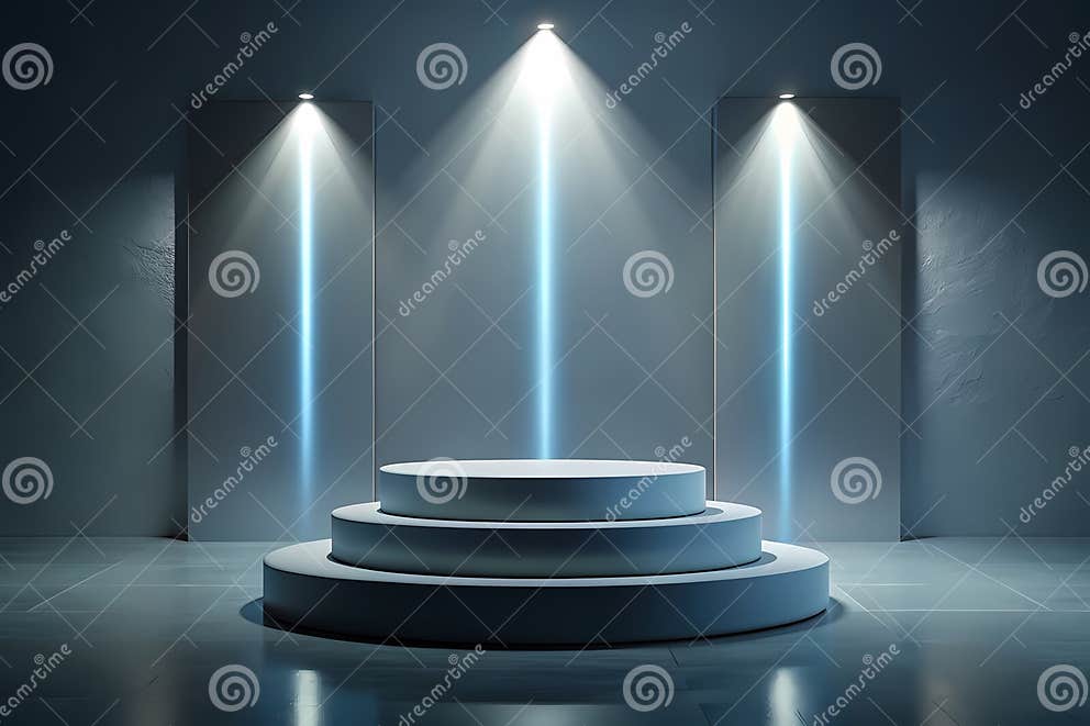 Three-step Podium with a Modern Scene, Generative Ai Stock Photo ...