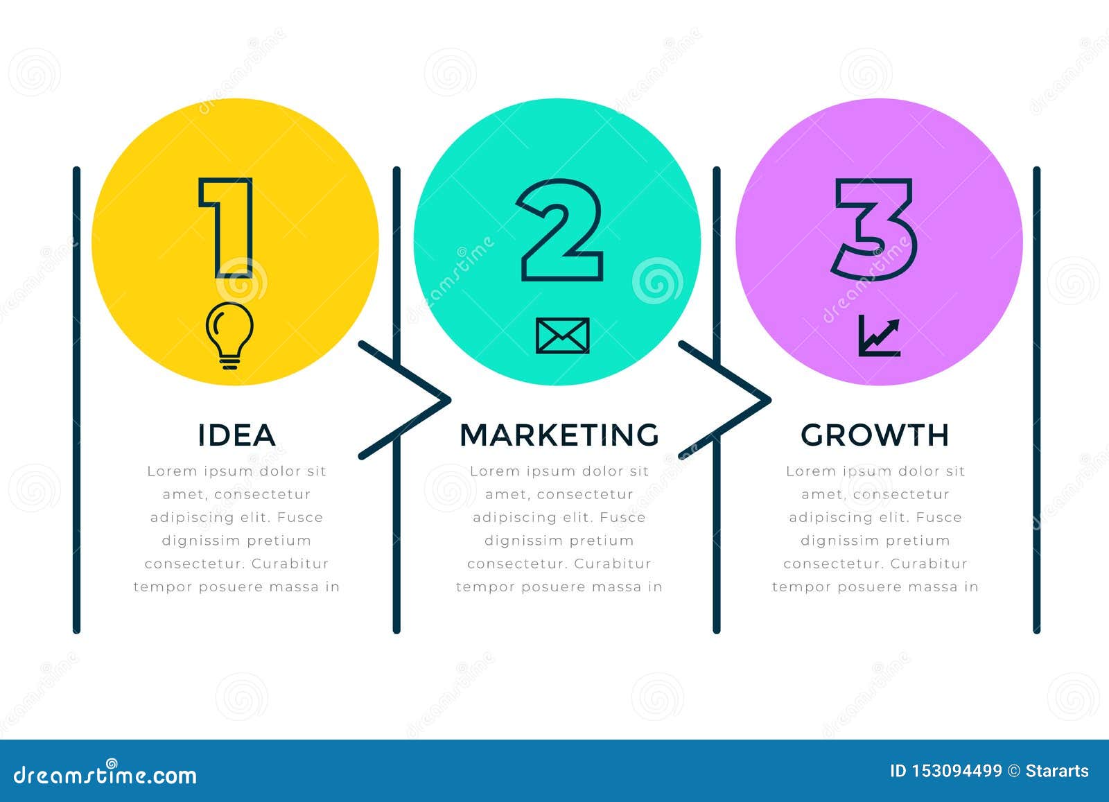 Three Steps Business Infograph in Line Style Stock Vector ...