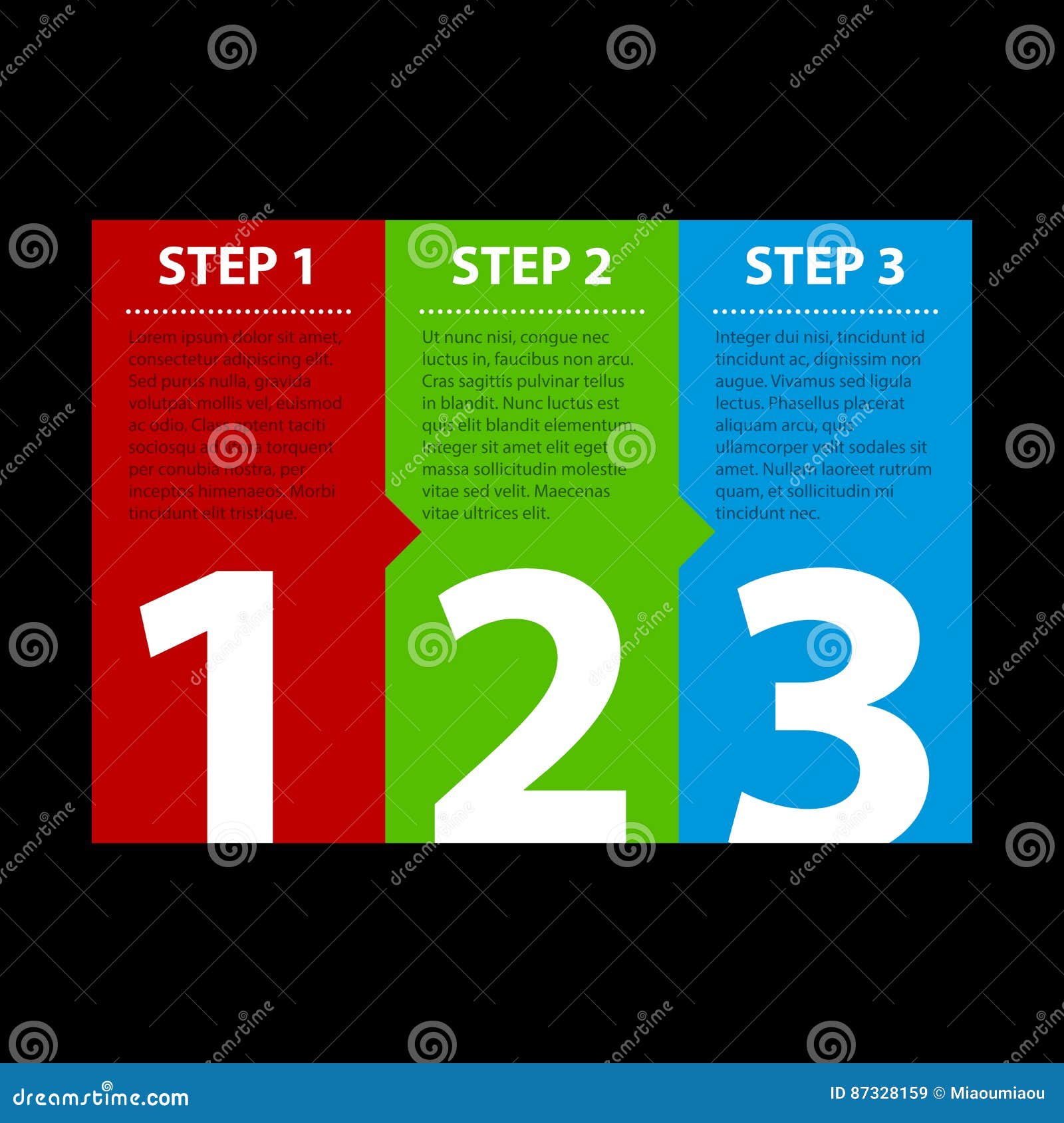Three steps stock vector. Illustration of design, isolated - 87328159