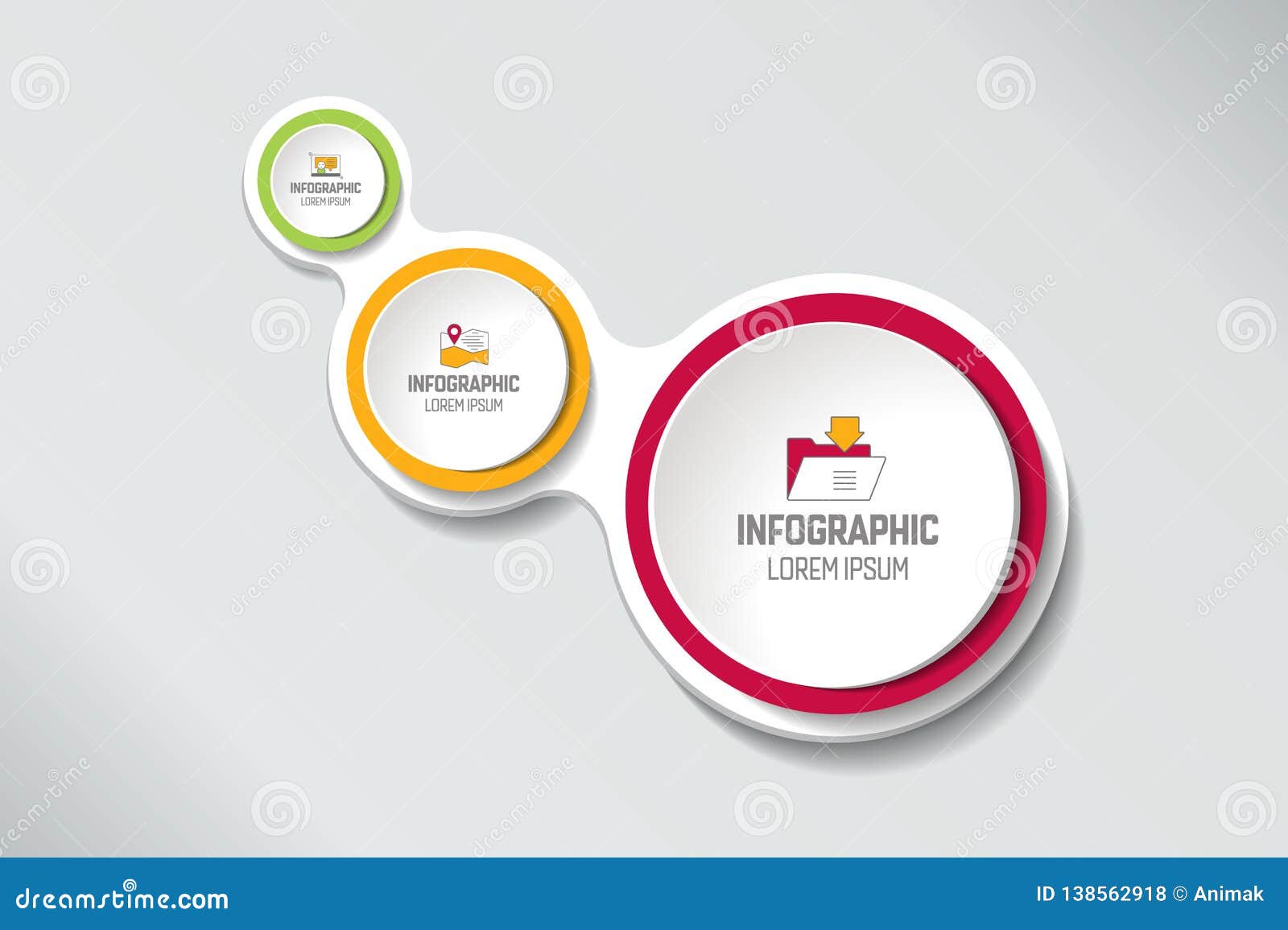 Three Steps Elements Bubble Chart, Scheme, Diagram, Template ...