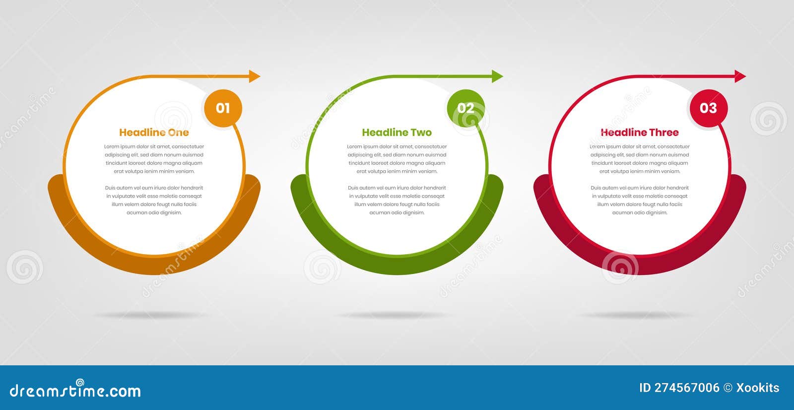 Three Steps Infographic Concept in Oval Shape with Abstract Arrow for ...