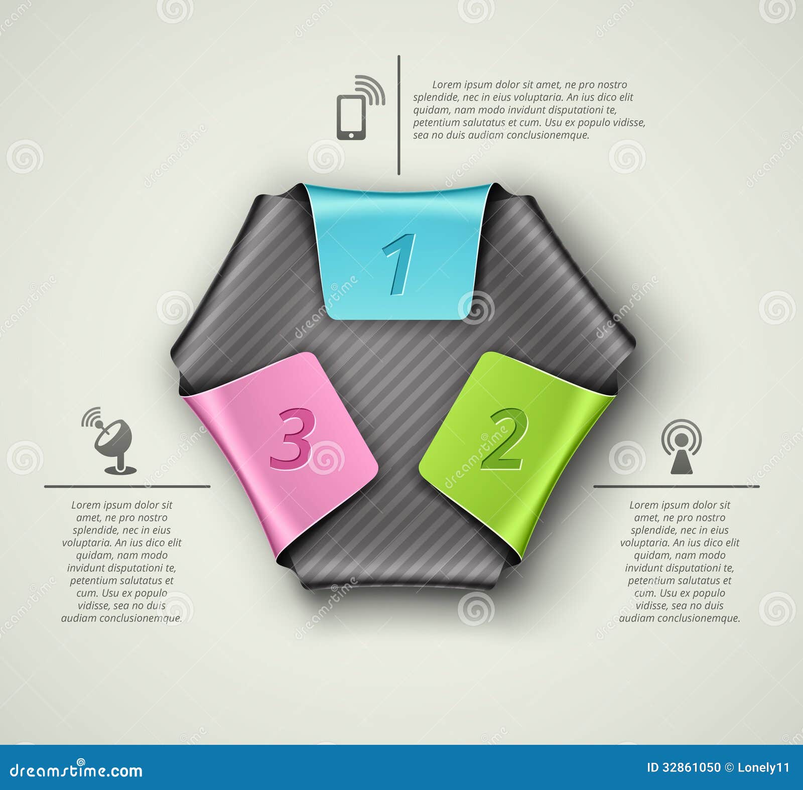 Three steps stock vector. Illustration of modern, symbol - 32861050