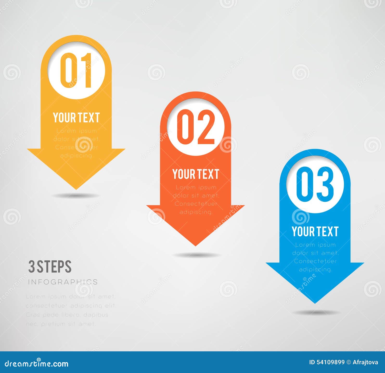 Three Steps Infographic Process Chart With Circular Arrows. Vector ...