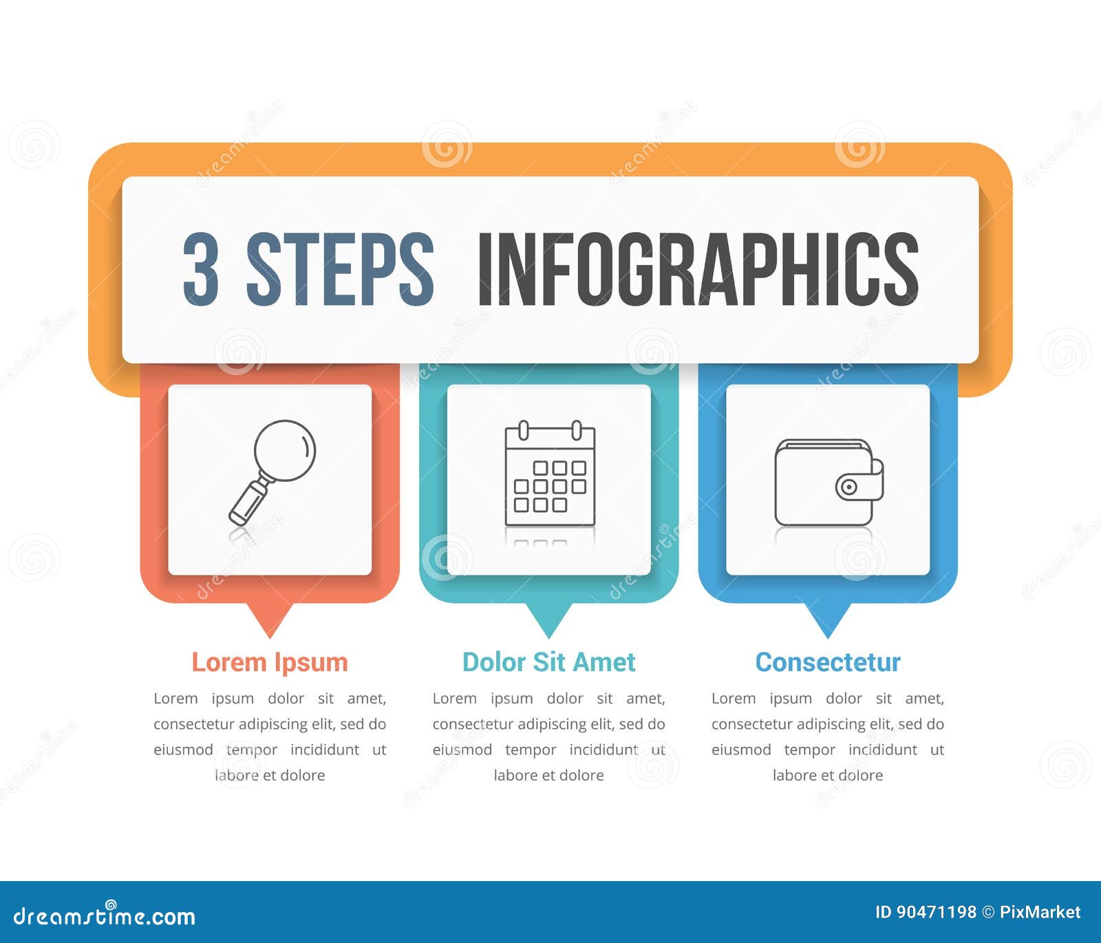 Three Steps Infographics stock vector. Illustration of concept - 90471198