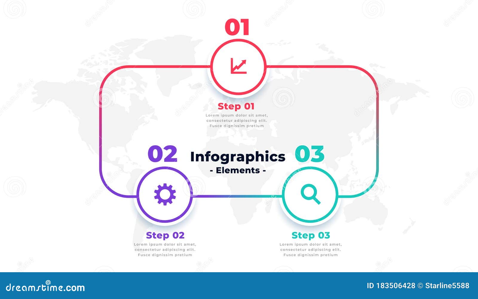 Three Steps Line Infographics Layout Template Design Stock Vector ...