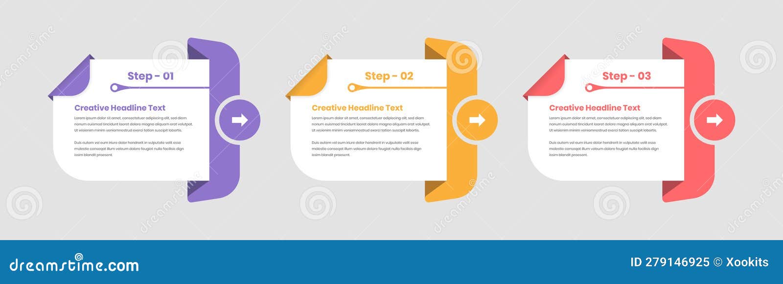 Three Steps Minimal Business Infographic Text Presentation Template with Arrow Stock Vector ...