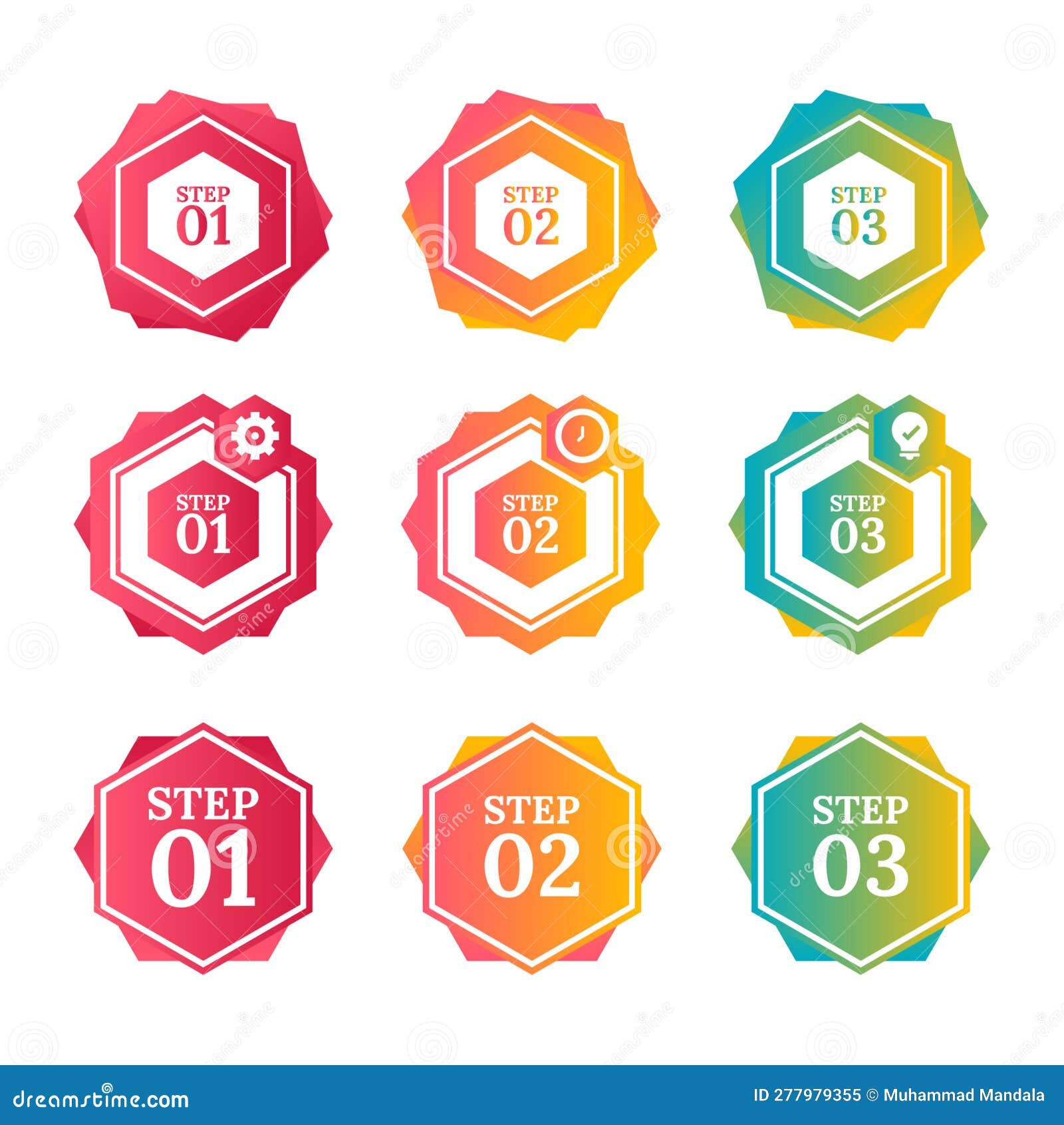 Three Steps Modern Set of Infographic Template Design with Gradient ...