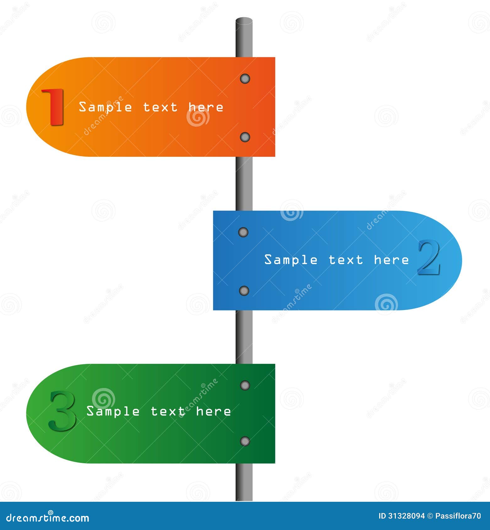 Three Steps Numbered in Different Colors Stock Vector - Illustration of ...