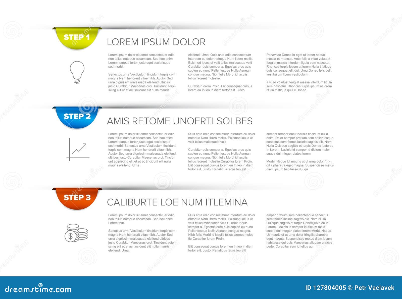 Three steps template stock vector. Illustration of green - 127804005