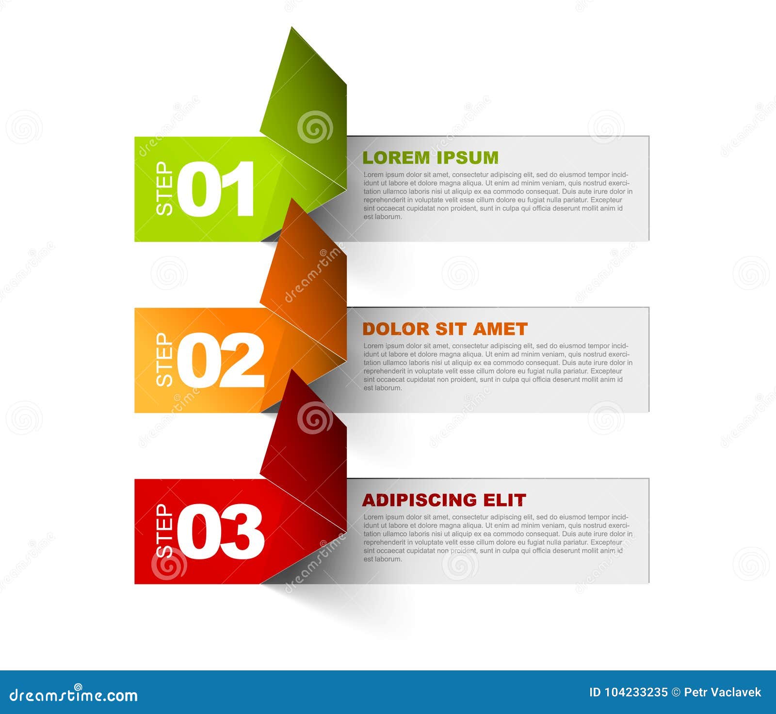 Three steps template stock vector. Illustration of pointer - 104233235