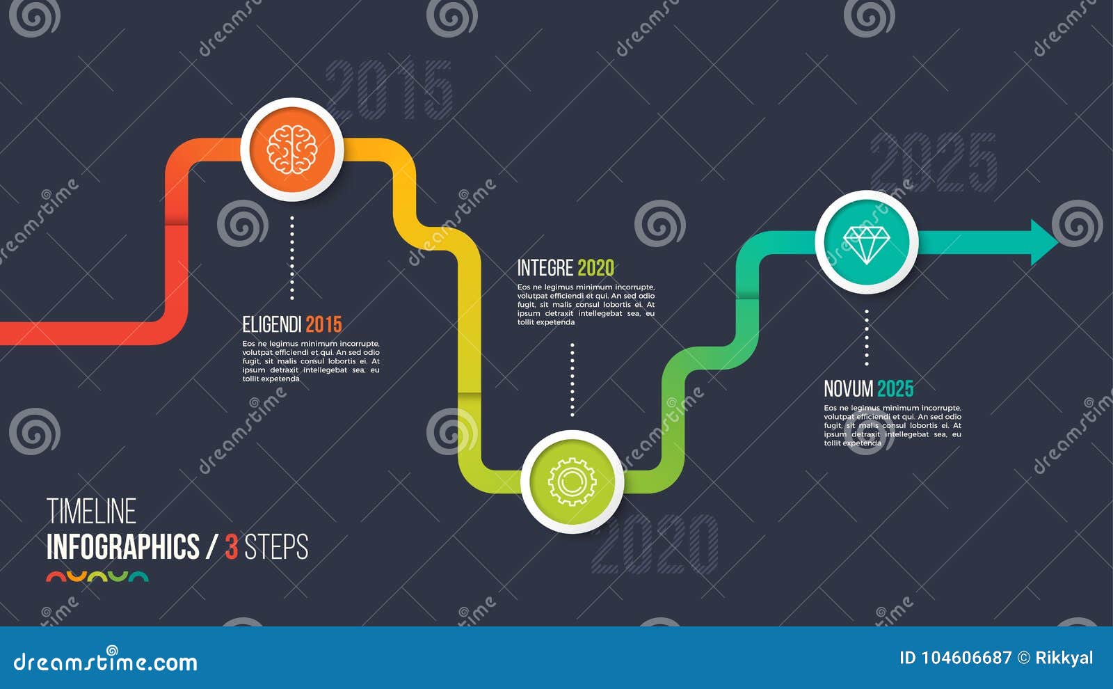 Three Steps Timeline or Milestone Infographic Chart. Stock Vector ...
