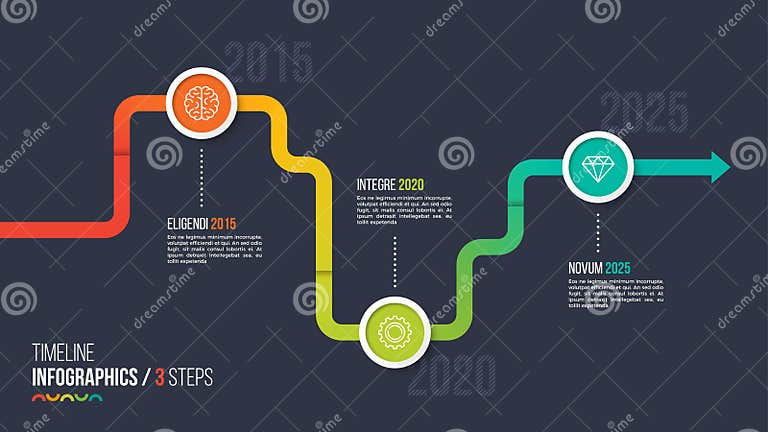 Three Steps Timeline or Milestone Infographic Chart. Stock Vector ...
