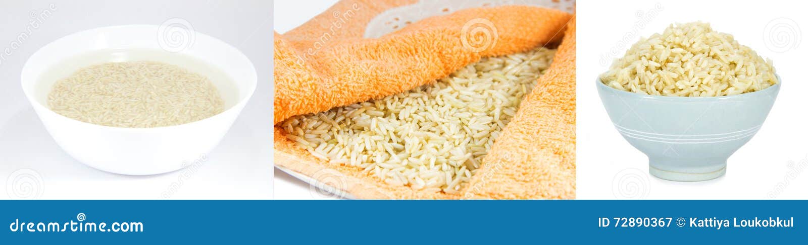 Three Steps To Cook Germinated Brown Rice Stock Image - Image of cooked ...